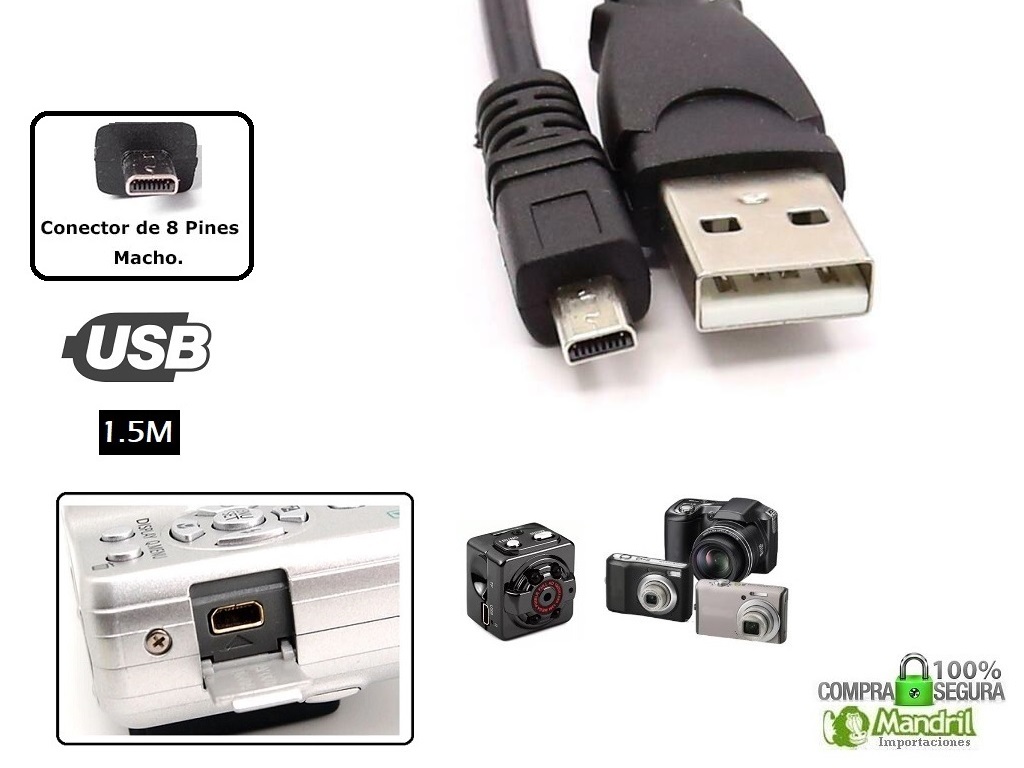 Cable USB 8 Pines Cámaras | Mandril Importaciones
